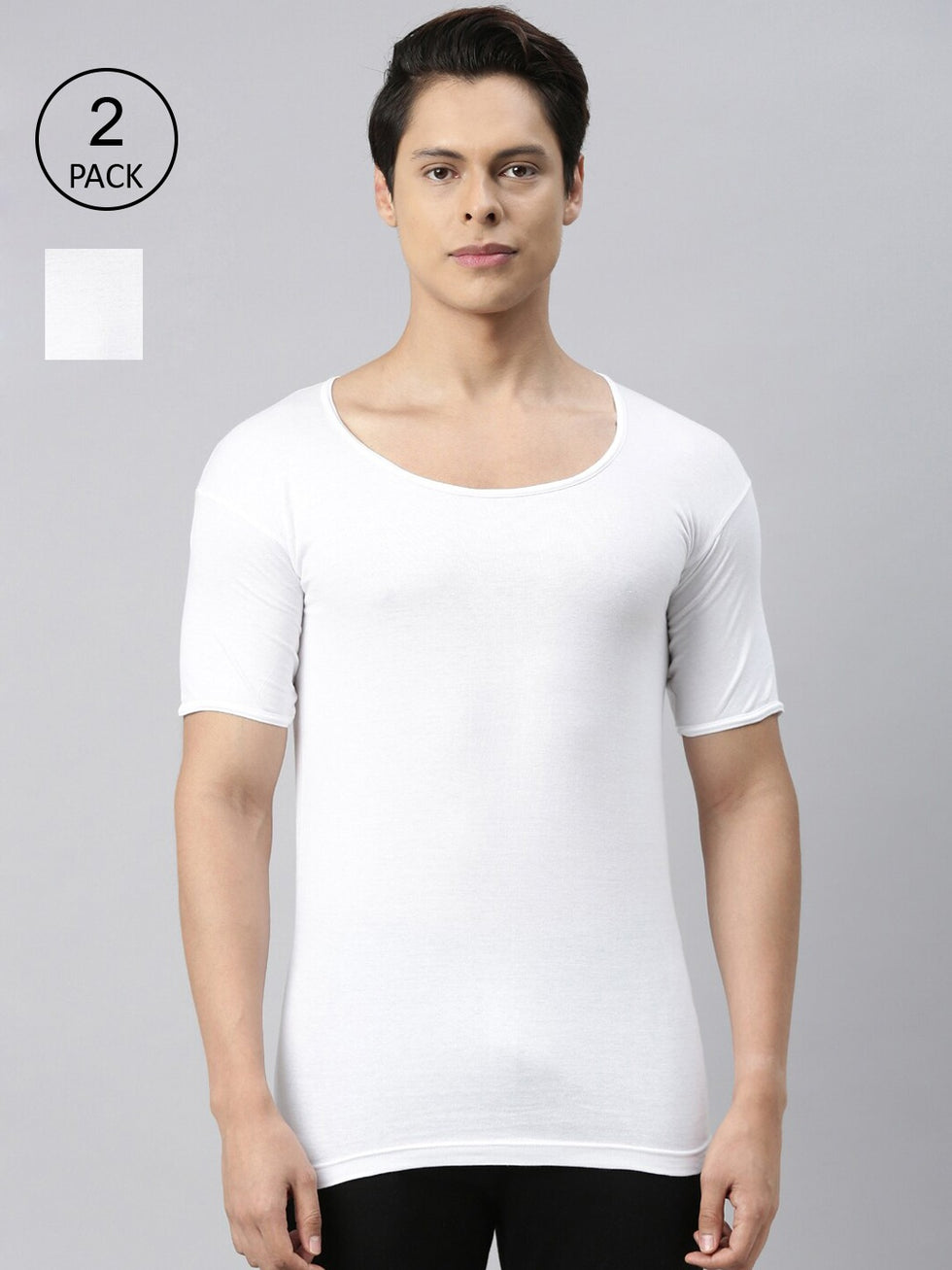 Vip White Solid Pure Cotton Innerwear Vests Bonus Premium Pack Of 2 ...